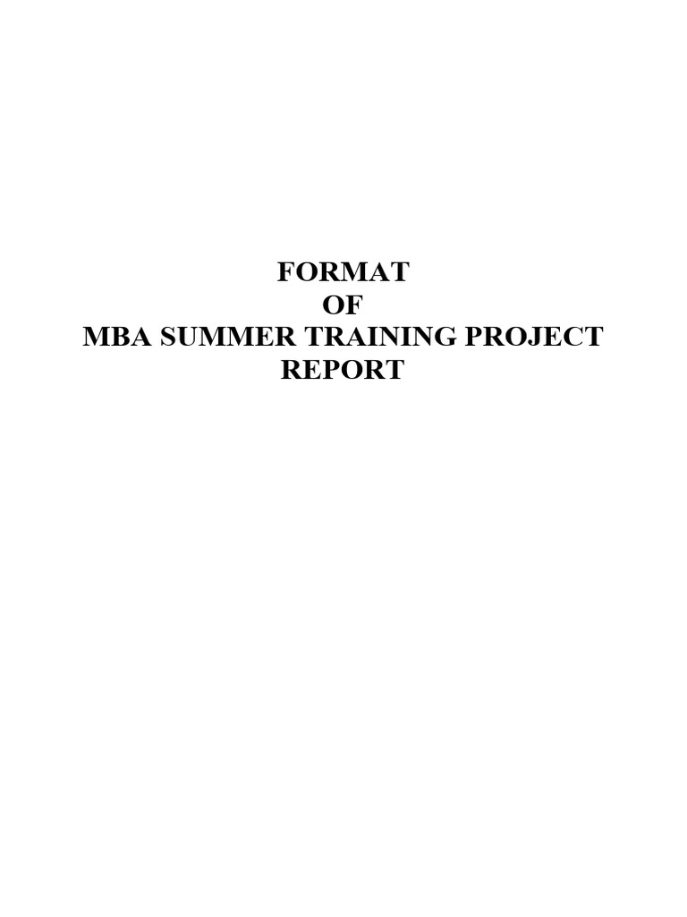 MBA Summer Training Project Report Format | PDF | Methodology | Survey ...