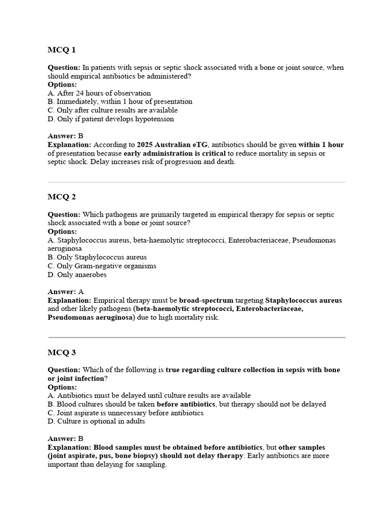 5.sepsis or Septic Shock Associated With A Bone or Joint Source | PDF ...