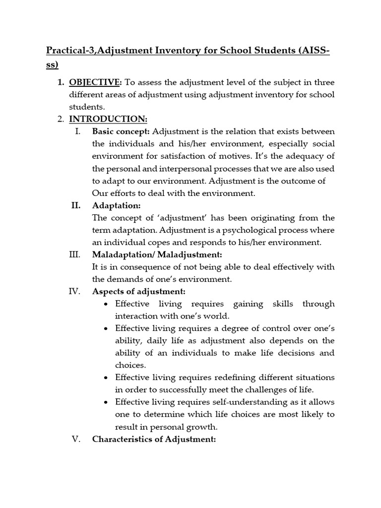 Adjustment Inventory for School Students | PDF | Liberal Arts Education ...