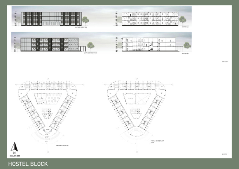 Hostel Block Elevation and Plans | PDF