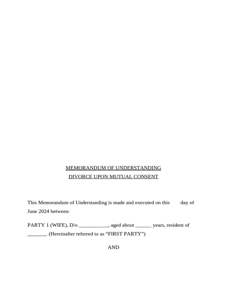 Mutual Consent Divorce Agreement | PDF | Marriage | Divorce