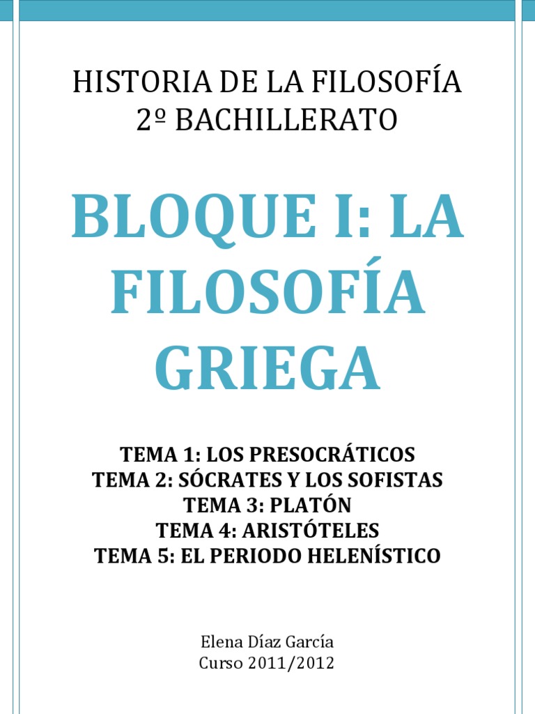 Bloque I Filosofía Griega | PDF | Platón | Conocimiento