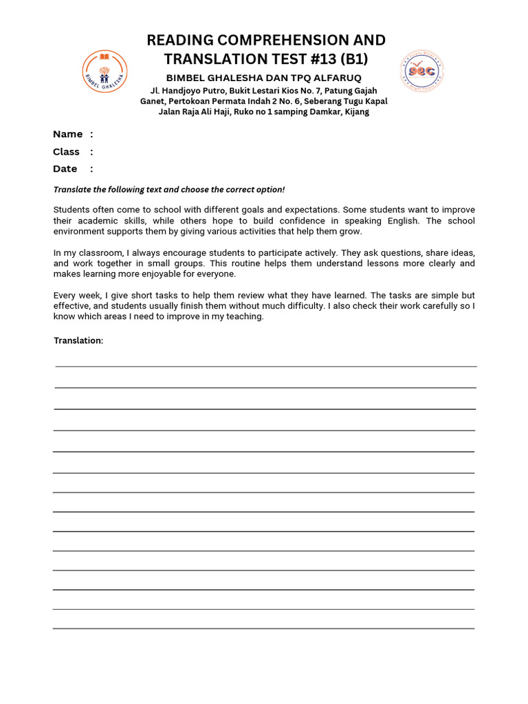 #13 B1 Level Translation and Reading Comprehesion Test_20251118_172014 ...