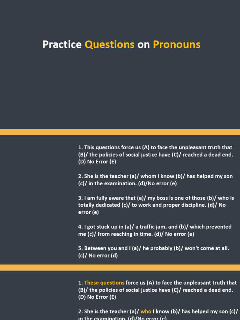 Pronoun Error Correction Practice | PDF