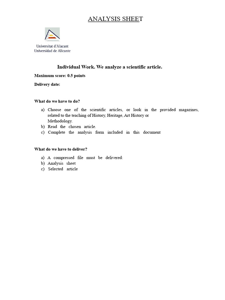 Scientific Article Analysis Sheet | PDF | Methodology | Creativity