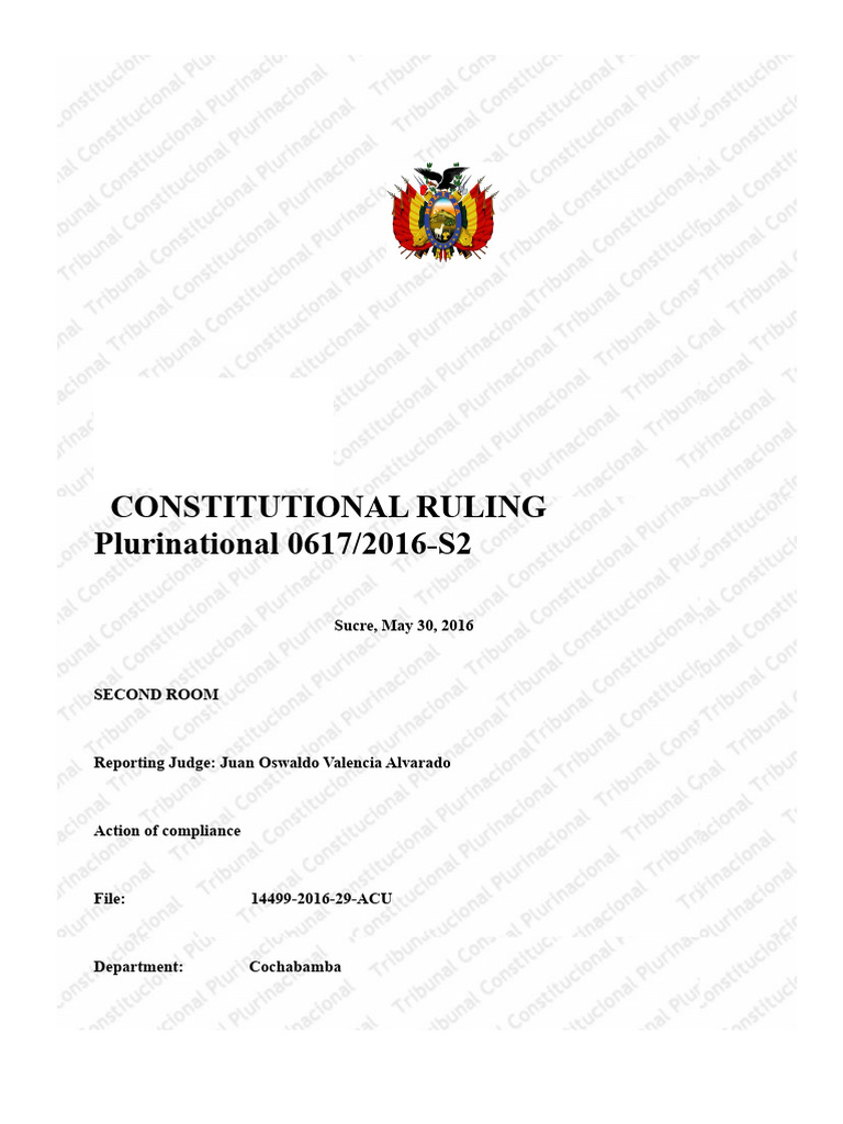 Constitutional Ruling 0617-2016-S2 | PDF | Regulatory Compliance | Justice