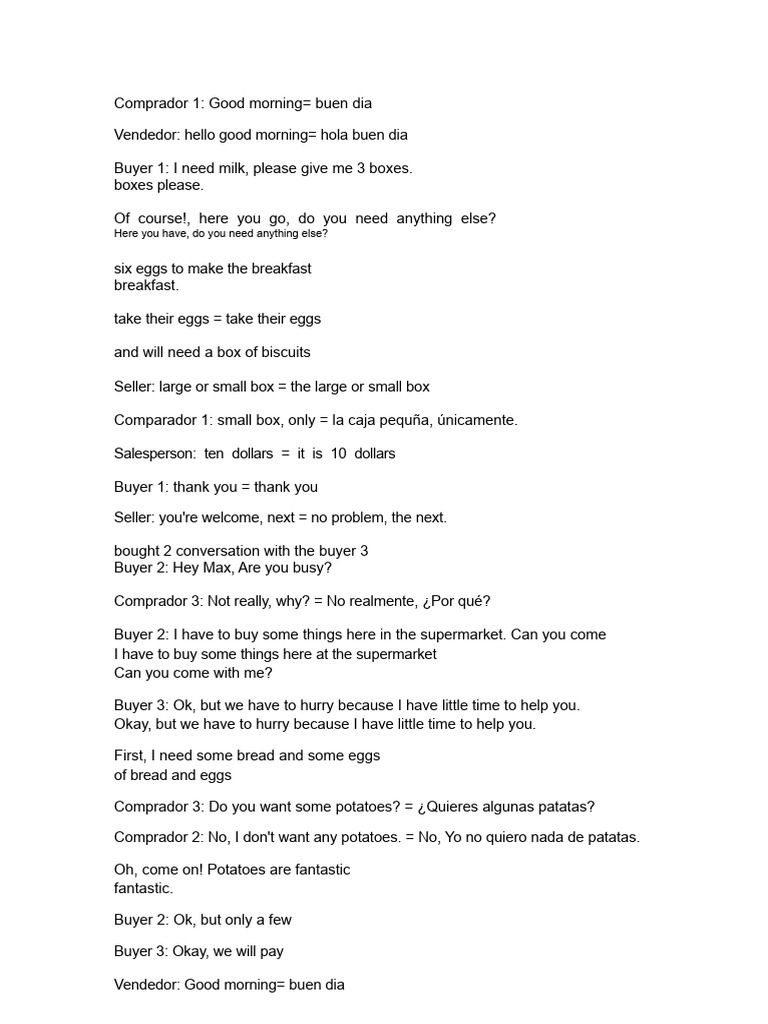 supermarket conversation | PDF