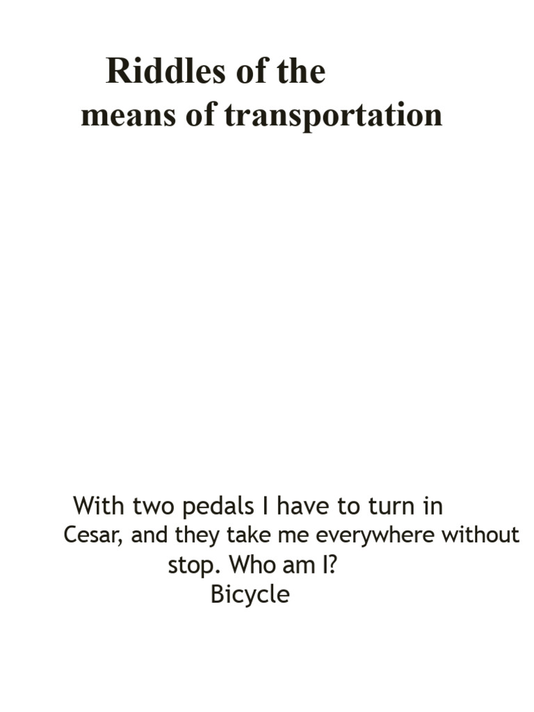 Riddles About Transportation | PDF