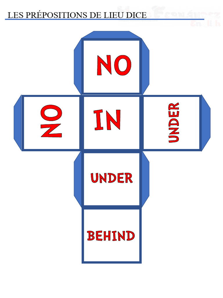 Jeu de prépositions de lieu DICE | PDF