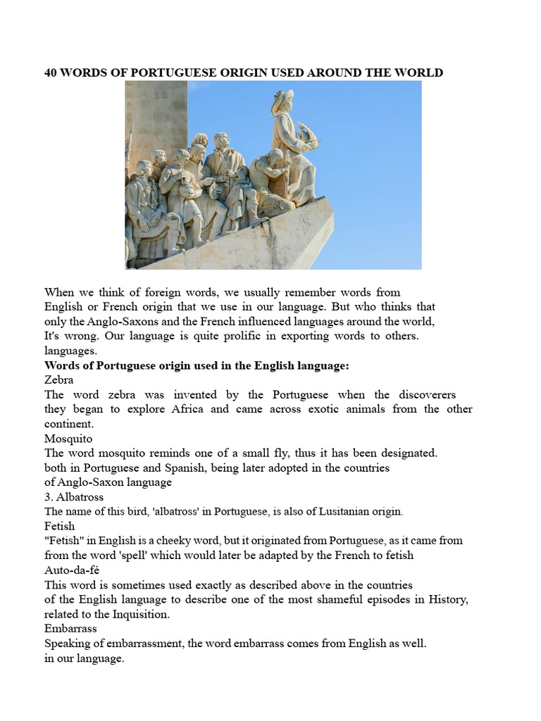 Portuguese Words Used Globally | PDF | English Language | Portuguese ...