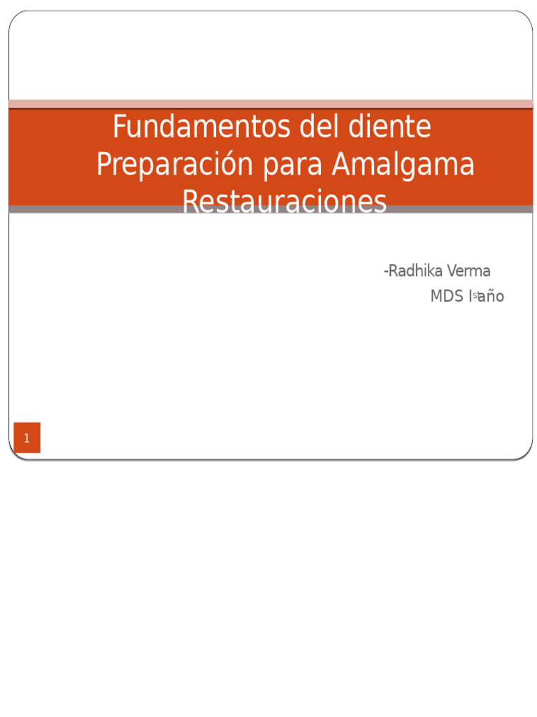 Preparación Dental para Restauraciones con Amalgama | PDF | Esmalte de ...