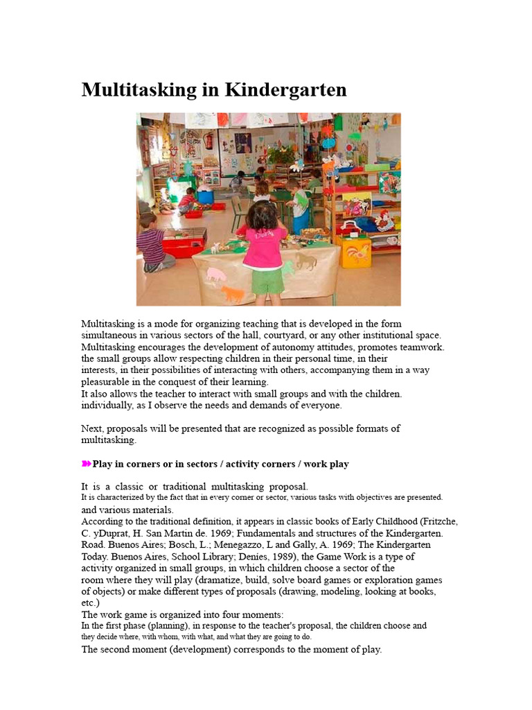 Multitasking Strategies in Kindergarten | PDF | Cognition | Learning