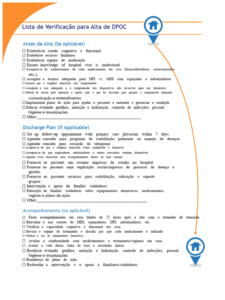 checklist de DPOC | PDF | Doença de obstrução pulmonar crônica
