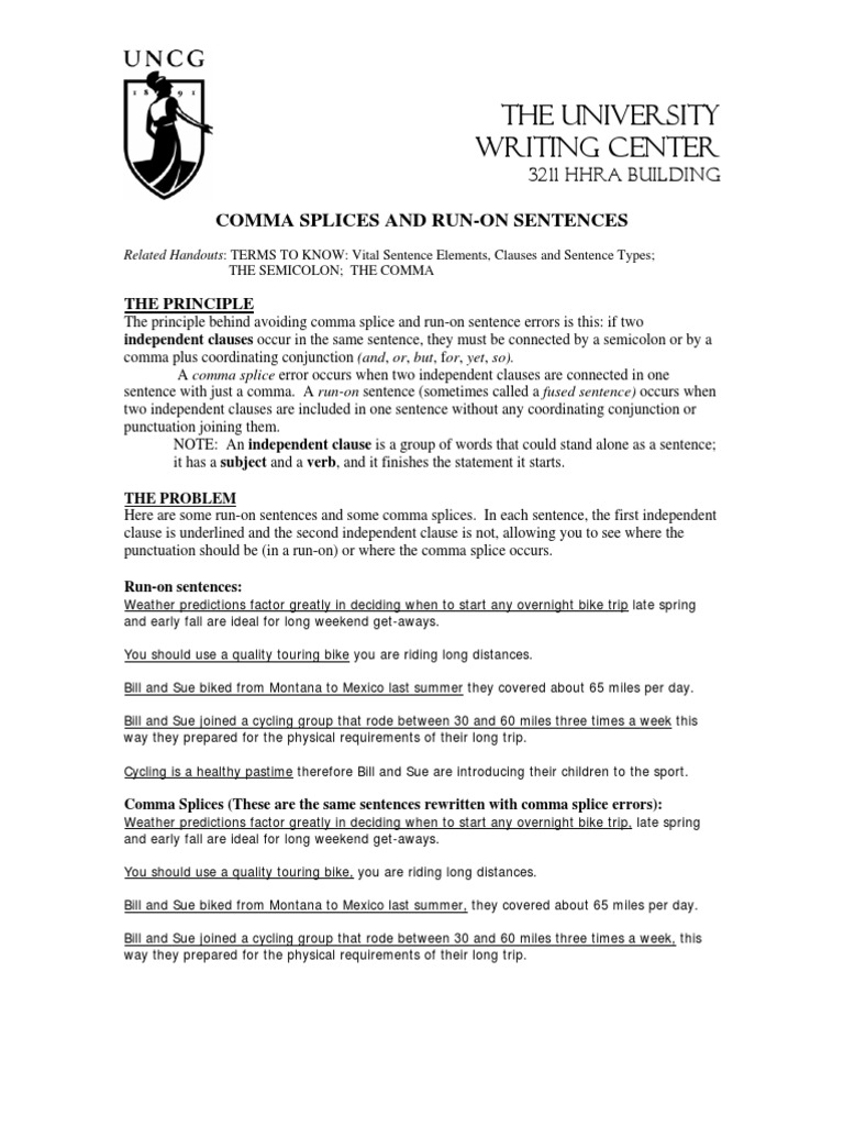 Correcting Comma Splices & Run-Ons | PDF | Comma | Sentence (Linguistics)