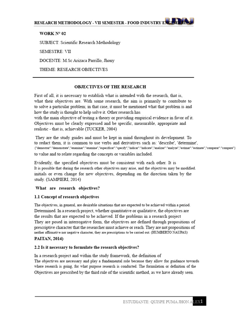 Research Methodology Objectives | PDF | Methodology | Scientific Method