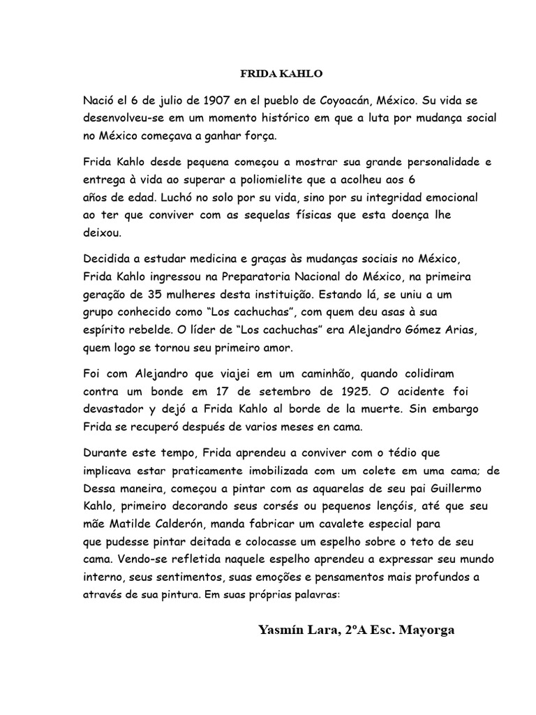 Biografia Frida Kahlo | PDF