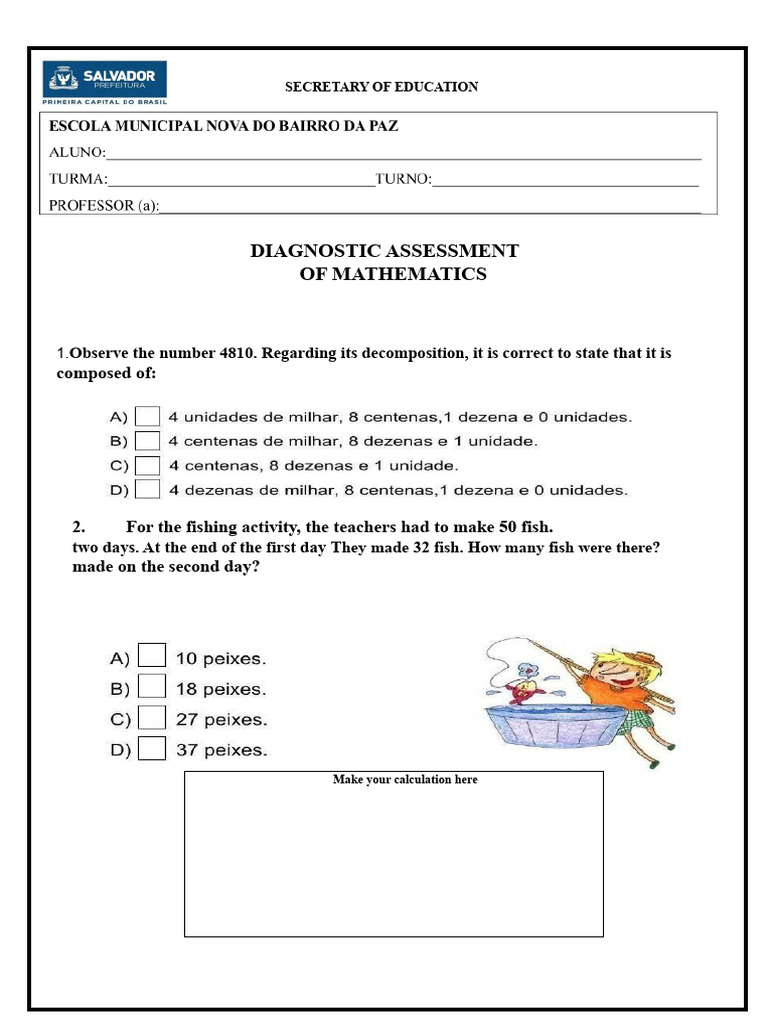 Diagnostic Assessment of Mathematics - 5TH Year 2021 | PDF