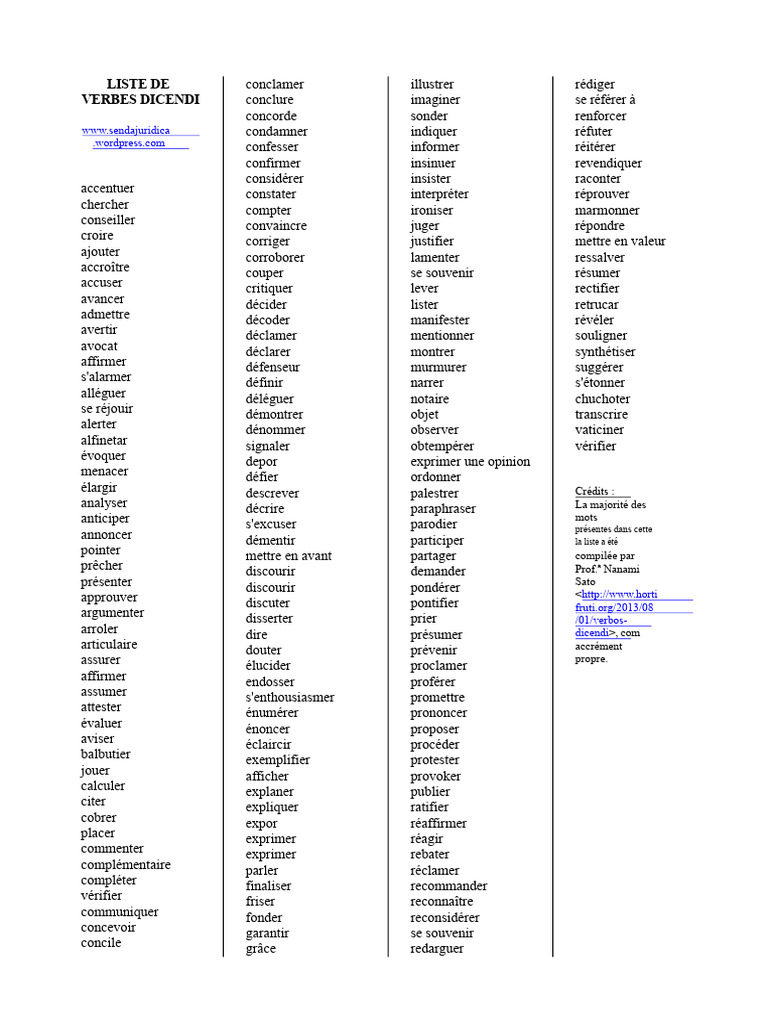 Liste de verbes dicendi en français | PDF