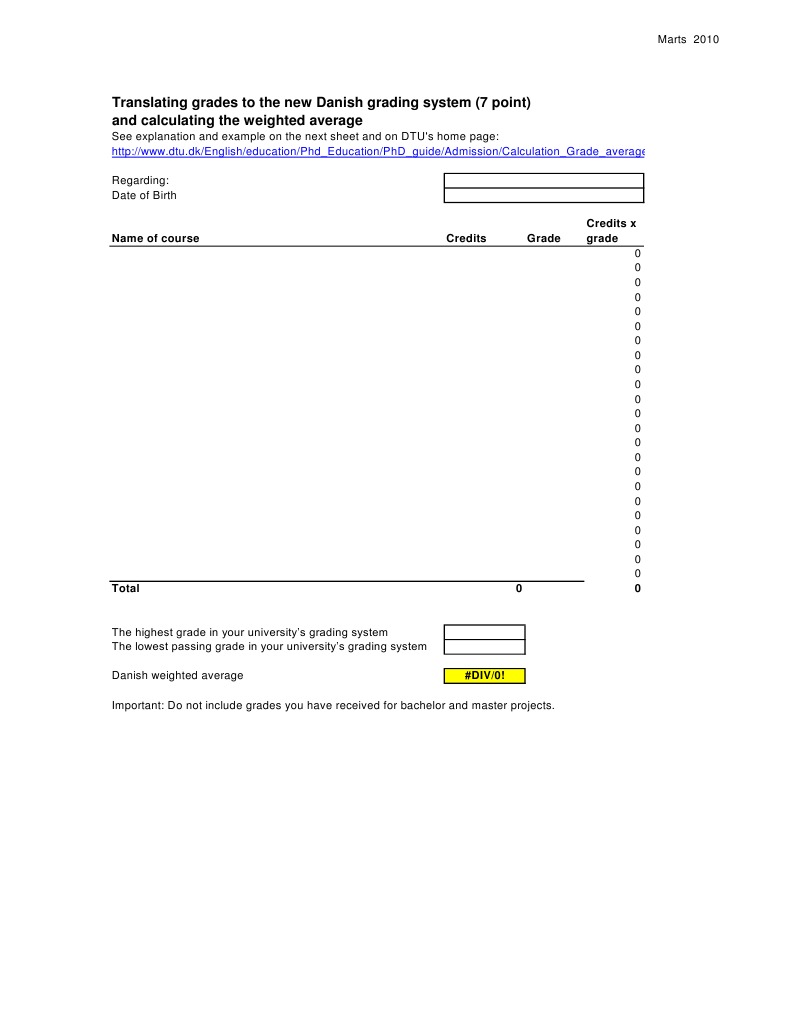 Translating Grades To The New Danish Grading System (7 Point) and ...