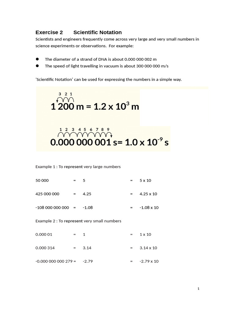 Scientific Notation Exercises Guide | PDF