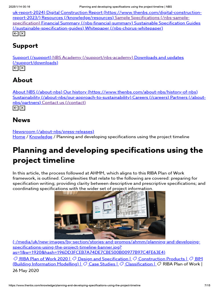 Planning and Developing Specifications Using The Project Timeline - NBS ...