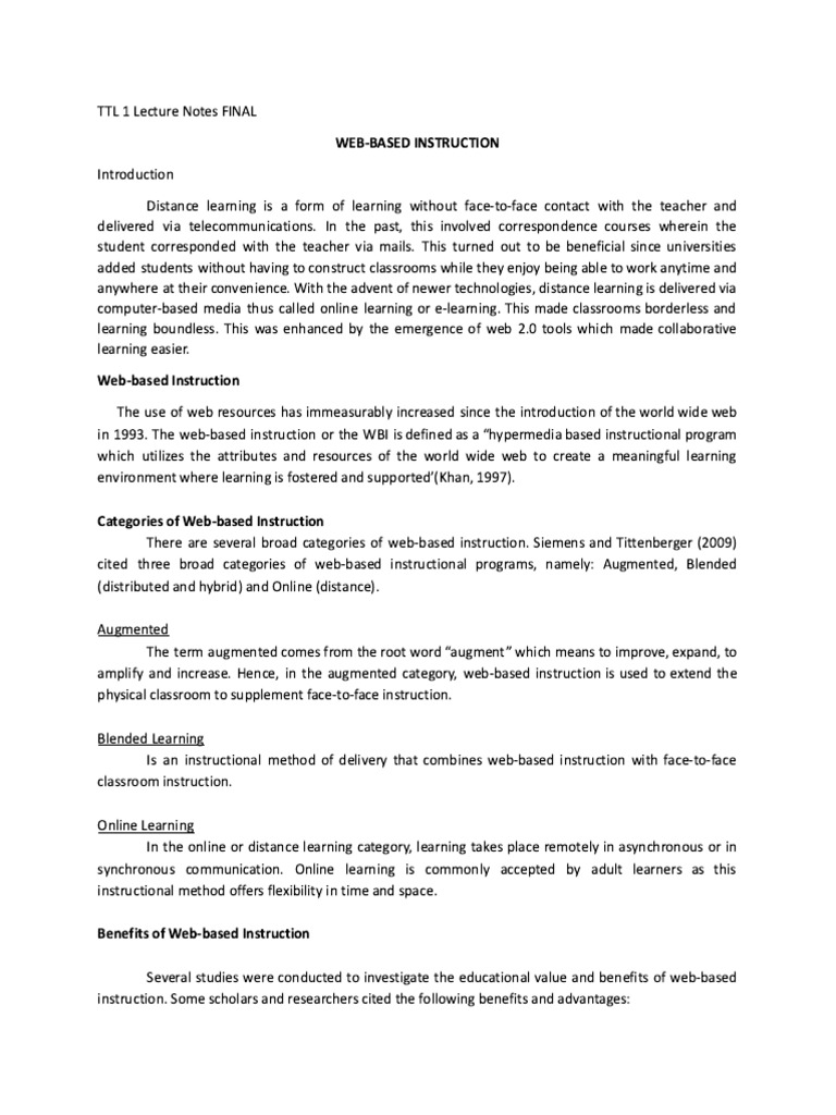 Web-Based Instruction Overview | PDF | Education Theory | Intelligence
