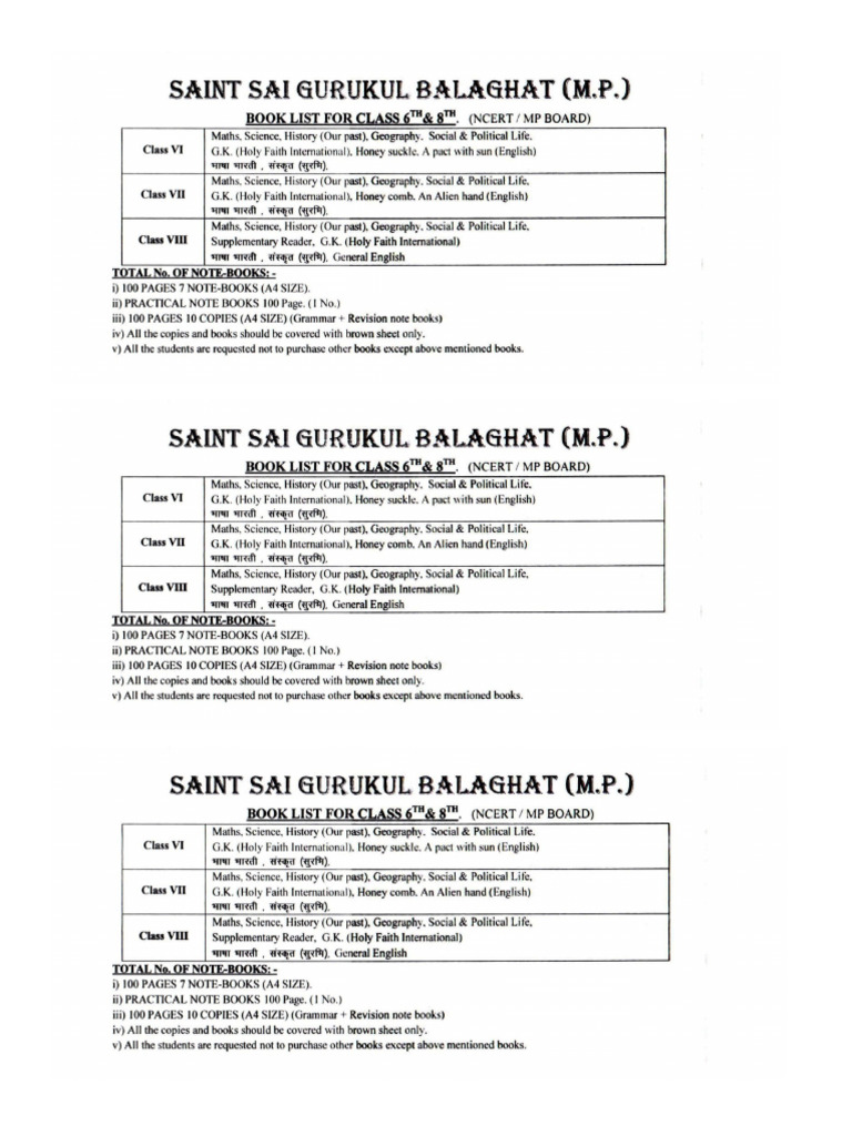 Booklist 6 To 8 | PDF