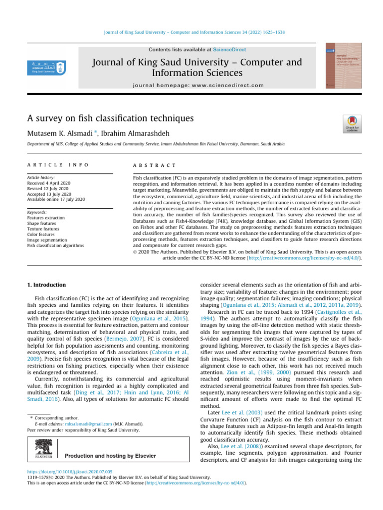 A Survey On Fish Classification Techniques | PDF | Image Segmentation ...