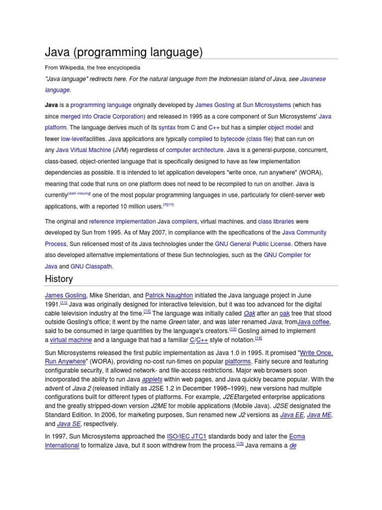 Java Pdf Java Software Platform Java Programming Language