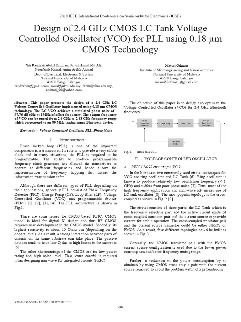 2.4 GHz CMOS VCO Design for PLL | PDF | Electronics | Electronic Design