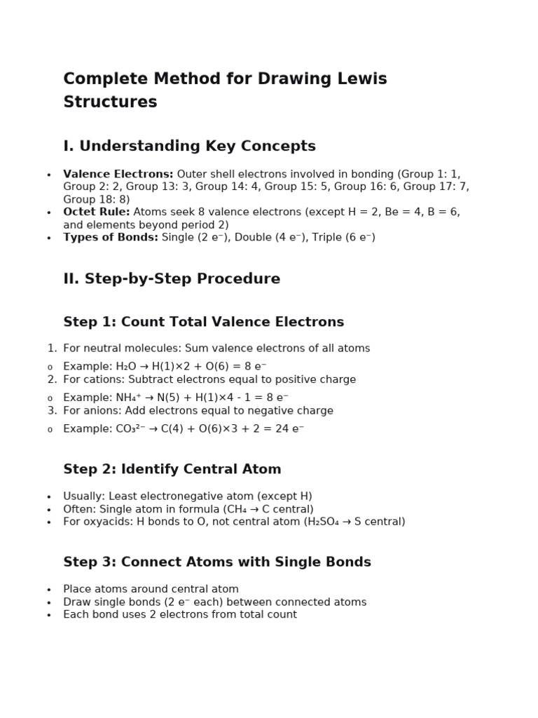 How to Draw Lewis Structures Guide | PDF | Chemical Bond | Covalent Bond