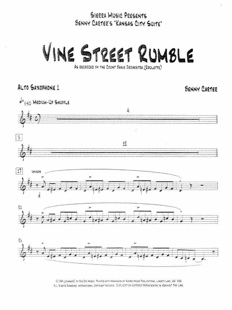 Vine Street Rumble Full Scores and Parts Carter, Benny | PDF