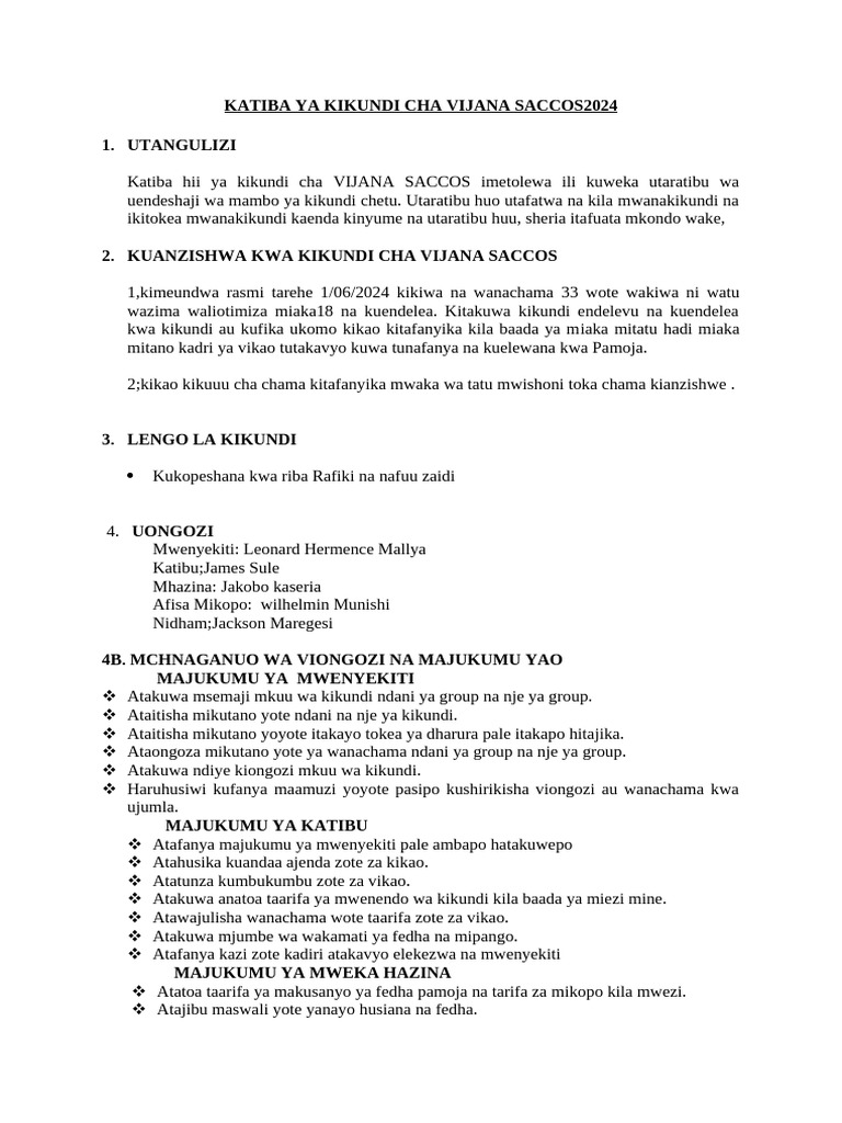 Katiba Ya Kikundi (1) Leonadi | PDF