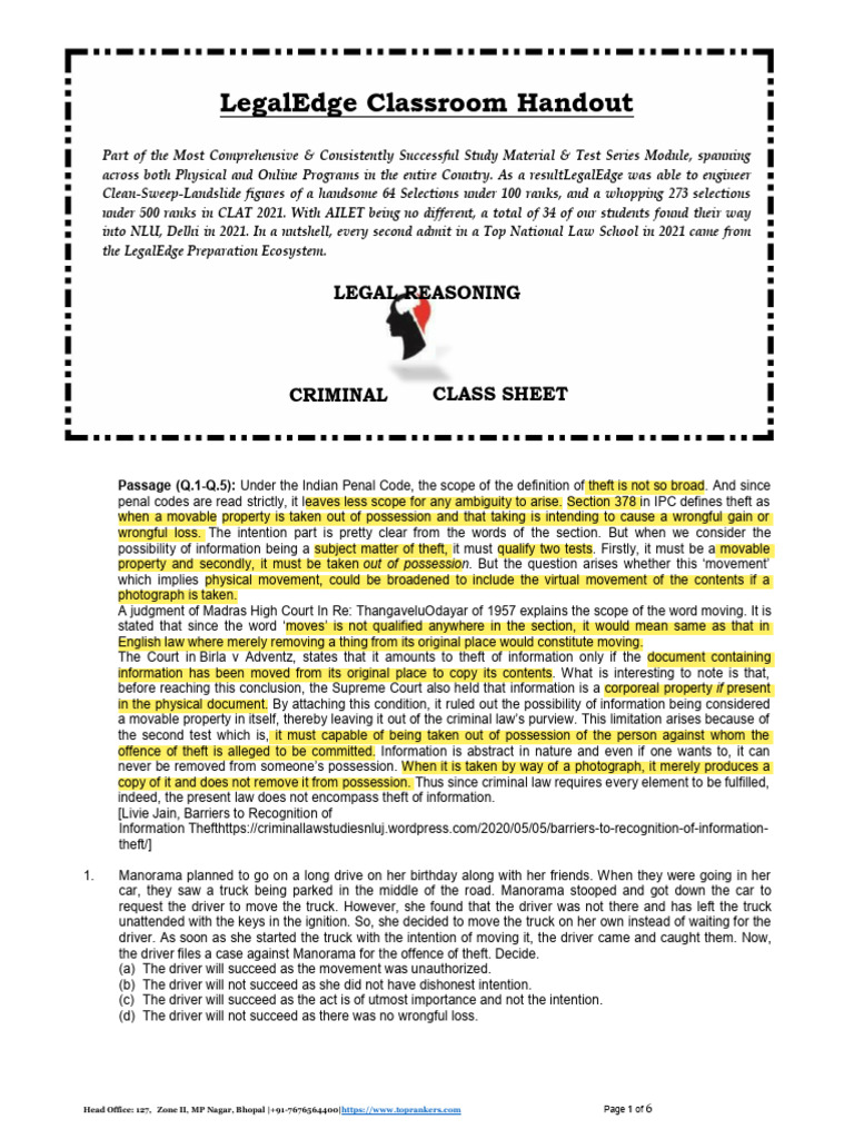Criminal Law Class Sheet | PDF | Aiding And Abetting | Bail