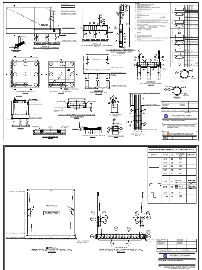 Structural Drawing of Abutment and Pile Foundation | PDF | Civil ...