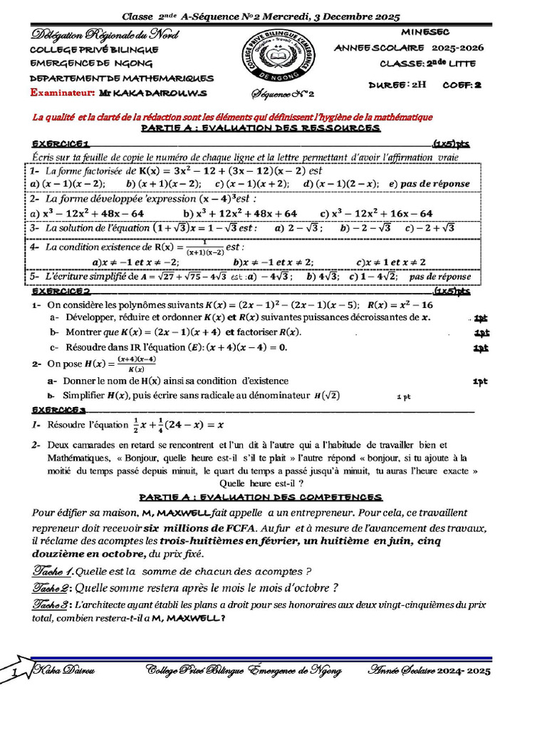 Mathématiques Séquence 2 | PDF