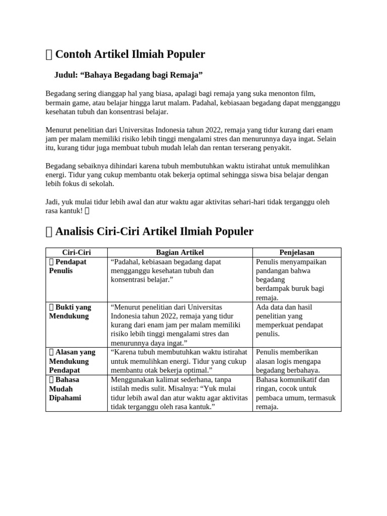 Bahaya Begadang bagi Remaja | PDF