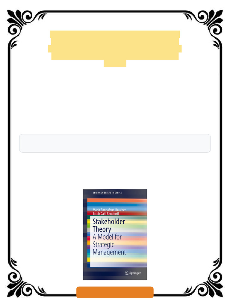 Stakeholder Theory A Model for Strategic Management 1st edition by ...