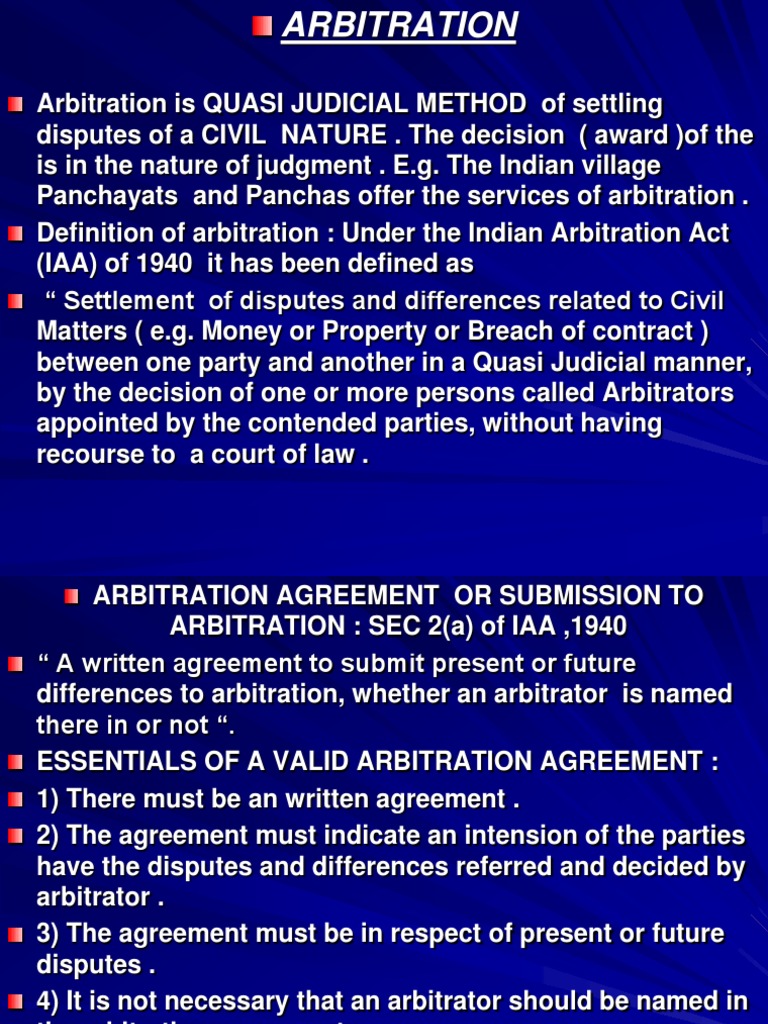 Arbitration PPT MBA | PDF | Arbitral Tribunal | Arbitration