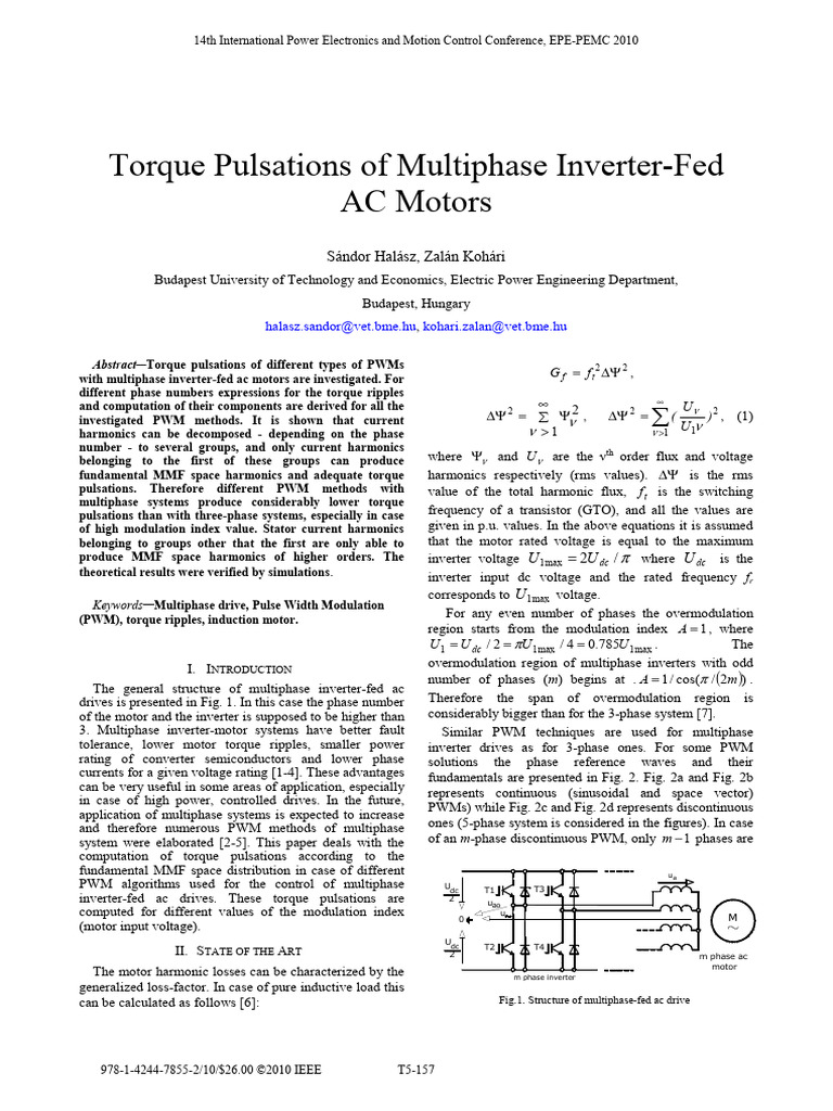 Torque Pulsations in Multiphase Motors | PDF | Power Inverter | Power ...