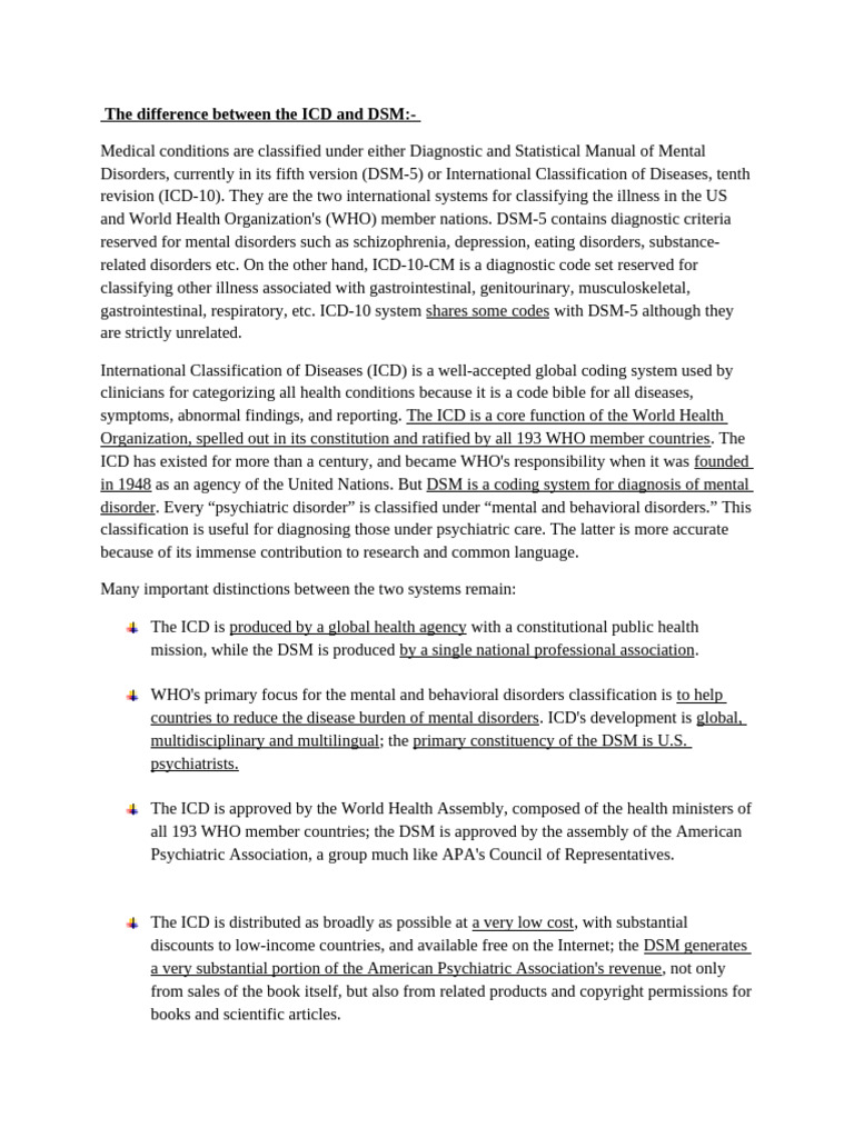 ICD vs DSM: Key Differences Explained | PDF | Diagnostic And ...