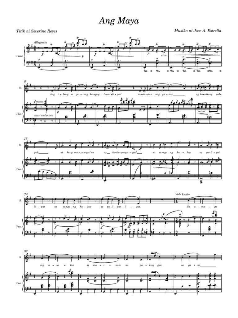 Ang Maya: Piano Sheet Music | PDF