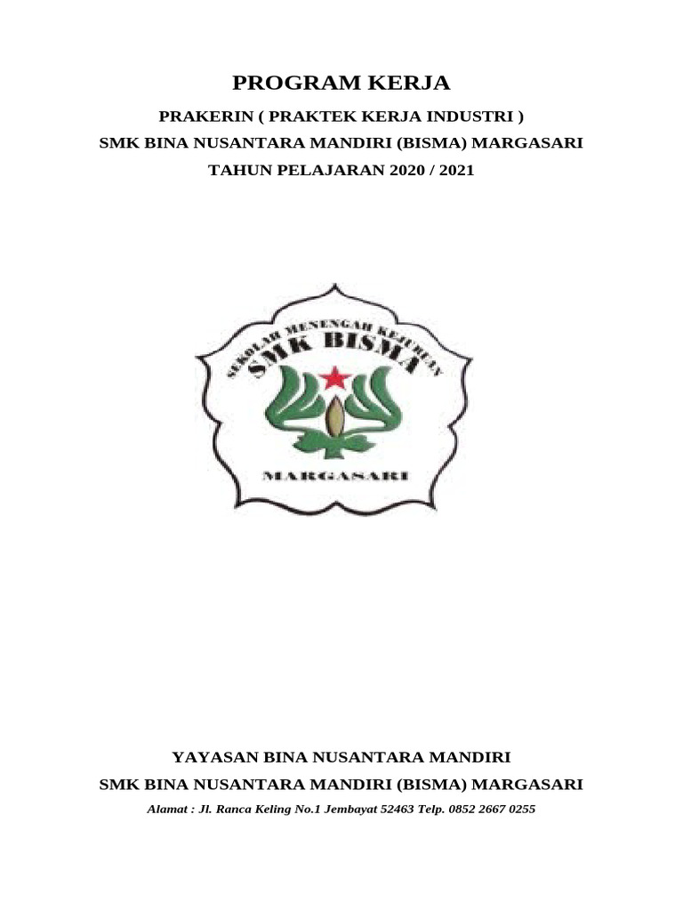 Program Kerja Prakerin SMK Bisma 2021 | PDF