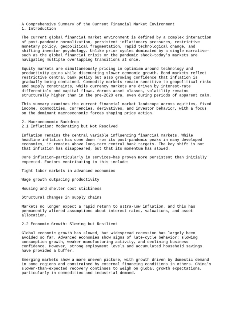 Current Financial Market PDF | PDF | Inflation | Interest Rates