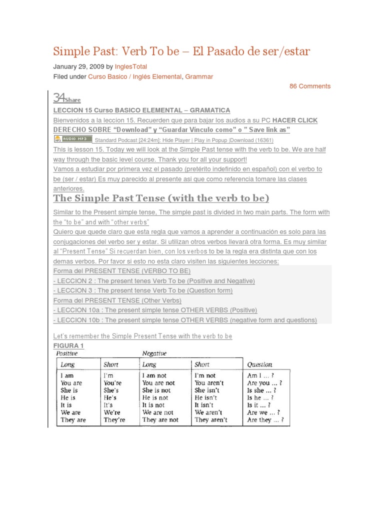 Simple Past-Verb To Be | PDF | Grammatical Tense | Languages