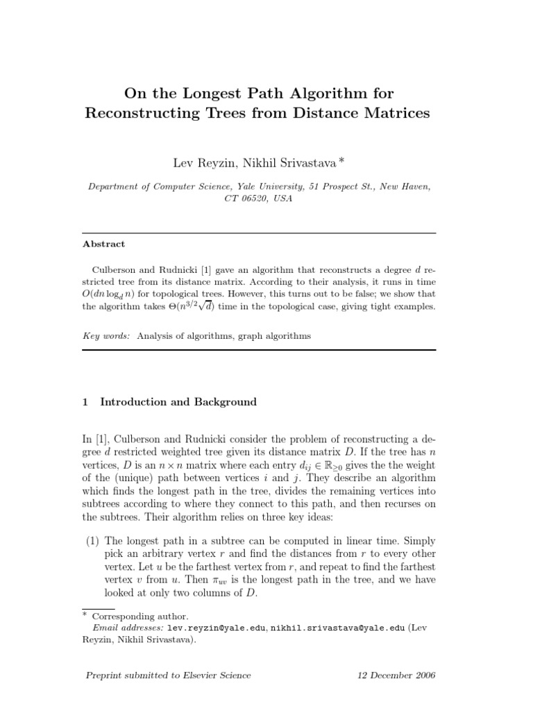 Longest Path Algorithm Analysis | PDF | Time Complexity | Matrix (Mathematics)