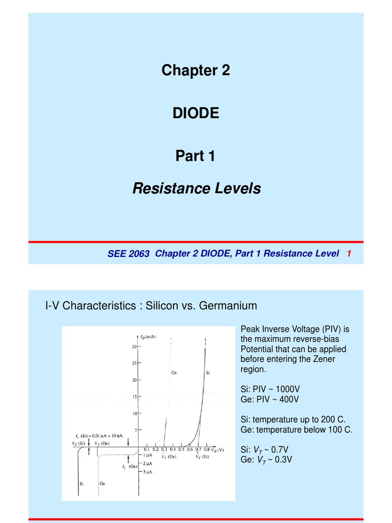 Diode Resistance and Equivalent Circuits | PDF | Diode | Electrical ...