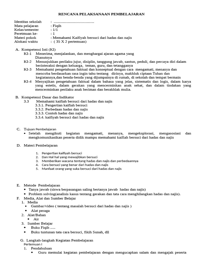Contoh RPP Fiqih | PDF