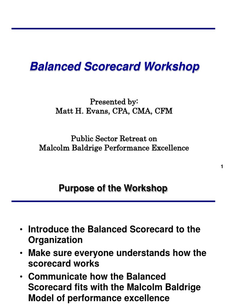 Balanced Scorecard Workshop Overview | PDF | Strategic Management ...