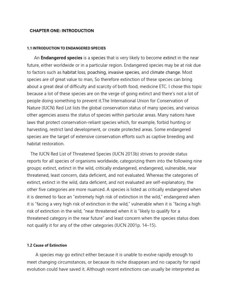 Endangered Species: Causes & Conservation | PDF | Endangered Species ...